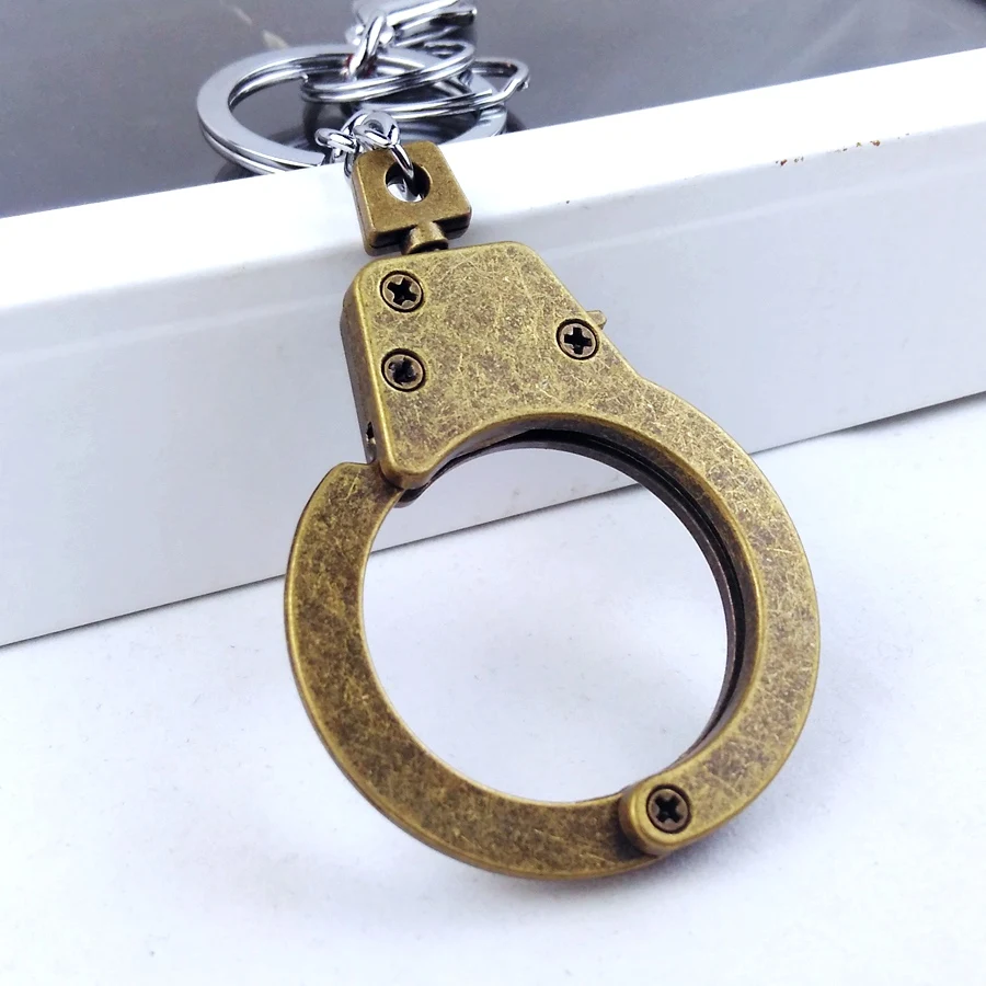 new hot fashion cool vintage punk rock handcuff metal key chain ring ...