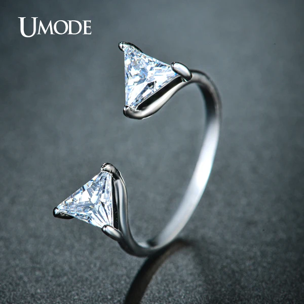 UMODE Anillo de imitación de doble triángulo para mujer, anillos ...