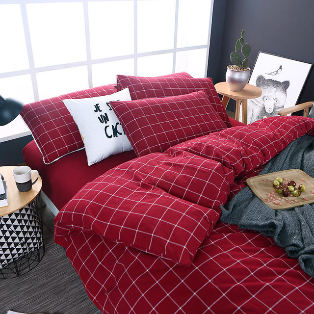 Plaid Duvet Cover Pattern Polyester Bedding Set (10 colors) - Bedding ...