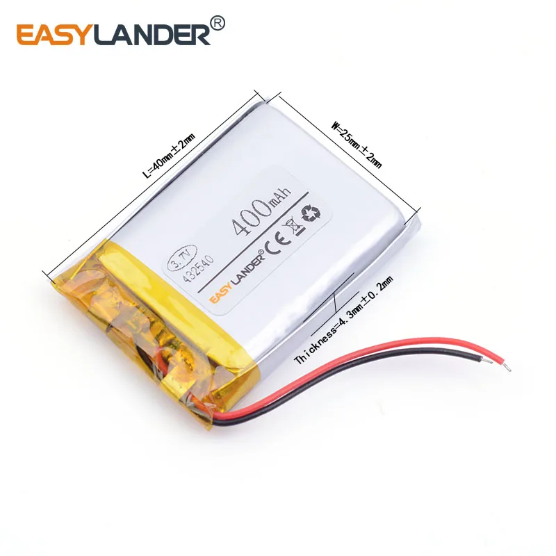 432540 400mAh 3.7V Rechargeable Lithium Li-ion Polymer Battery for ...