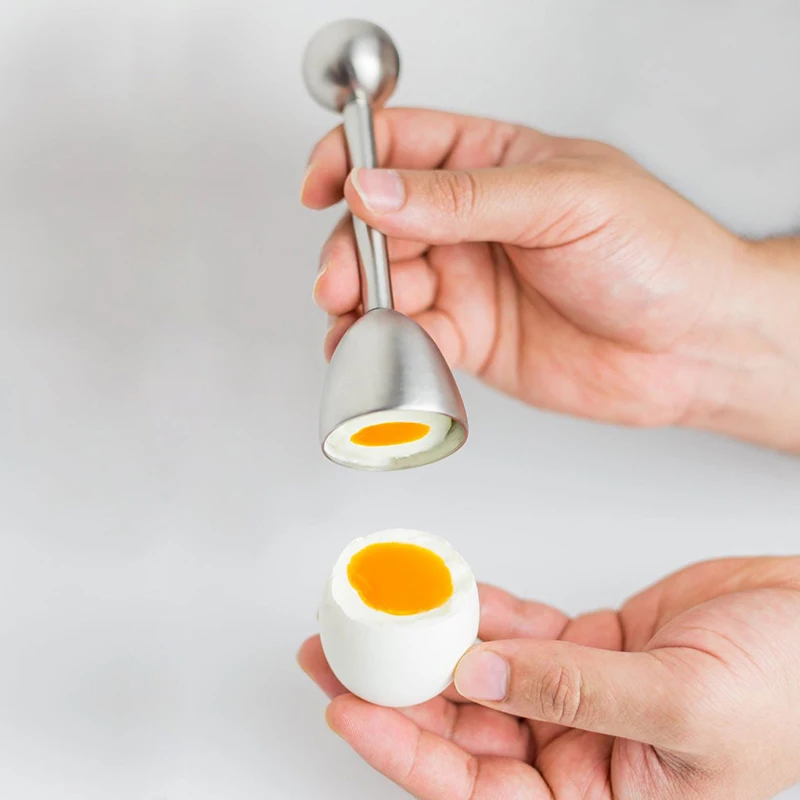 1PC Stainless Steel Boiled Egg Topper Creative Egg Slicer Long Handle ...