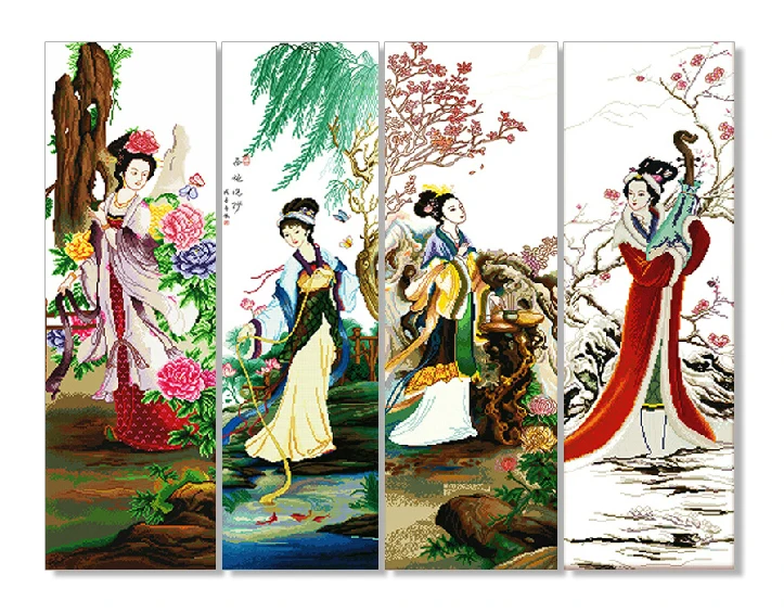 Cross-Stitch-Kit-for-Embroidery-Four-Beauty-Traditional-Chinese-Women ...