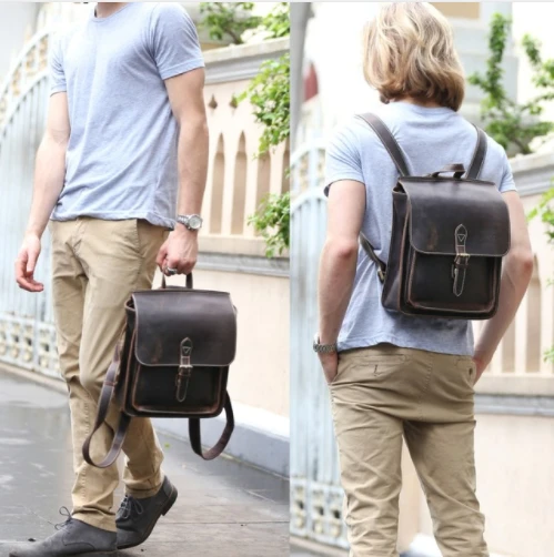 men's casual Genuine leather backpack with IPAD multi function man ...