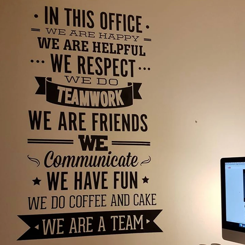 מוצר - Office Rules Wall Sticker " We Are A Team" Increase Team ...