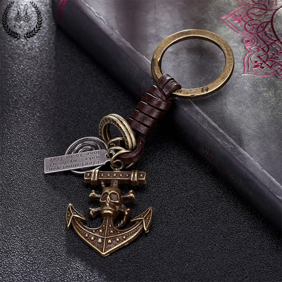 Hot sale vintage bronze rudder charms keychain 2020 New punk pirate ...