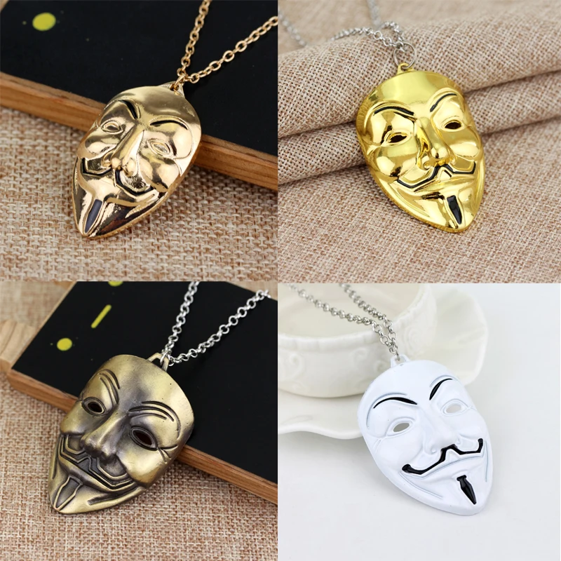 V for Vendetta Anonymous Mask necklace Exaggerated Hacker Mask pendant ...