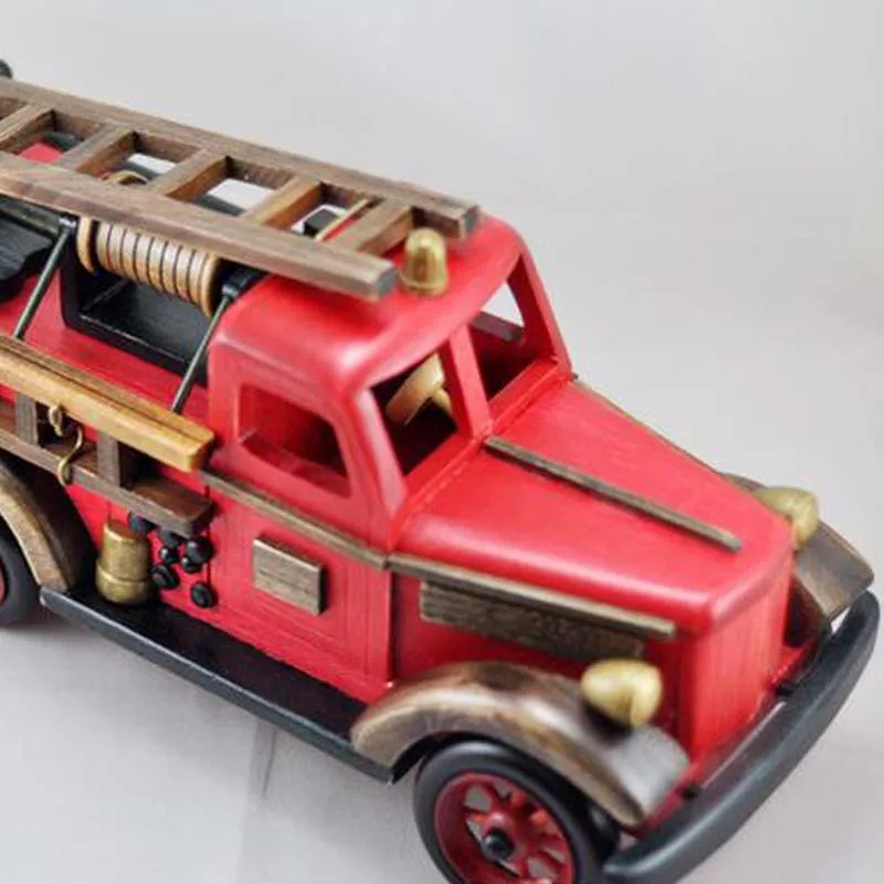 Vintage Pumper Model Toys Fire Engine Wood Educational Decor Models ...