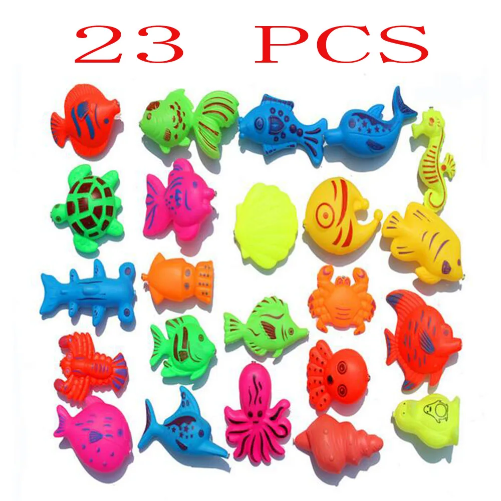 23pcs/ set Magnetic Assorted Colors fish Toy Kids Fishing Game Baby ...
