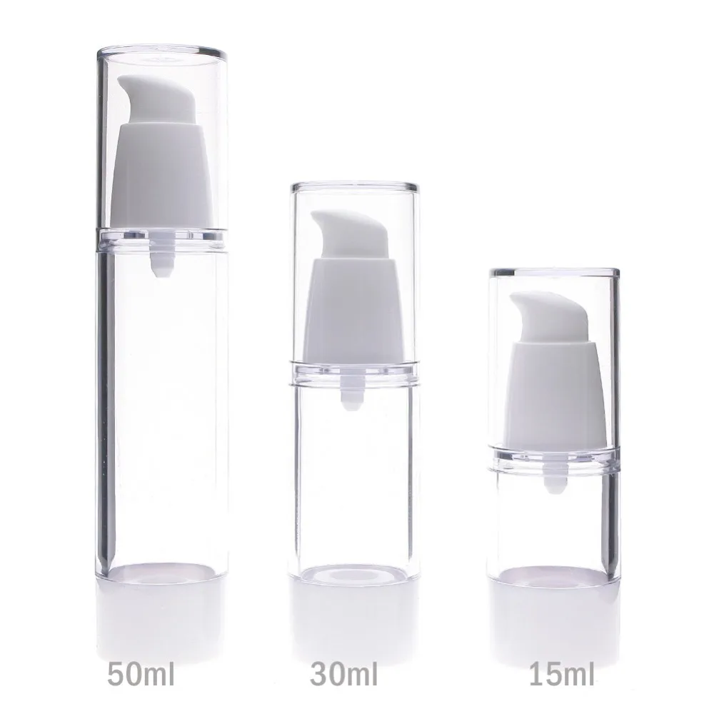 15ml 30ml 50ml 빈 플라스틱 화장품 병 여행용 액체 병 투명 에어리스 펌프 진공 세면 용품 용기 225813리필