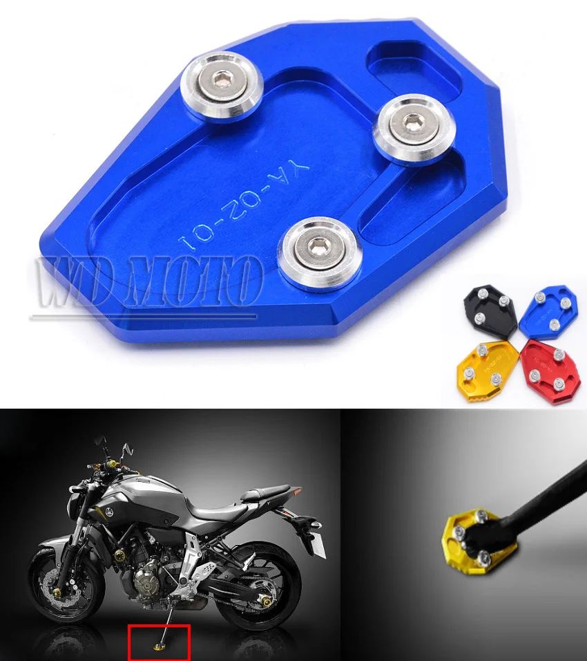 Motorcycle CNC Aluminum Side Stick Stand Plate Enlarge Extension Blue ...