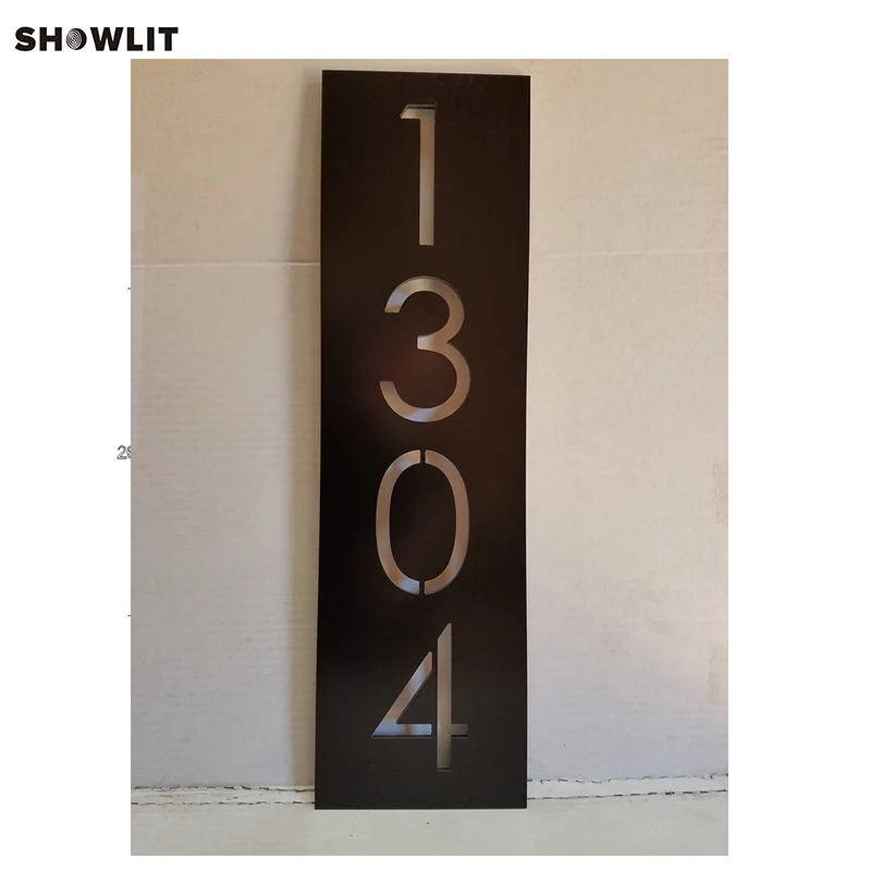 HOUSE NUMBERS VERTICAL MODERN ADDRESS PLAQUE BRUSHED METAL SIZE OPTIONS ...