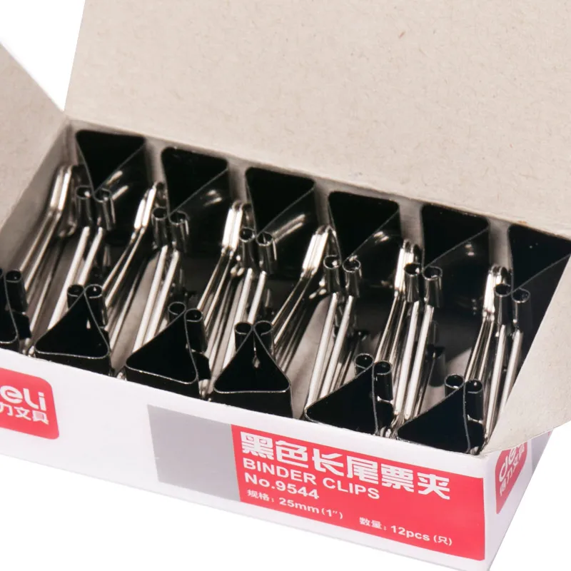 25mm Black Metal Binder Clips Clip Documents Clip Paper Clips 12 Pcs ...