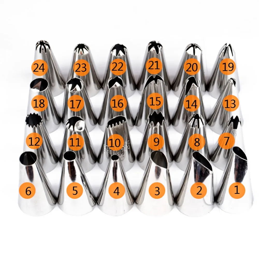 24 pcs Drop Flower Tips Cake Cupcake Decorating Tools Icing Piping ...