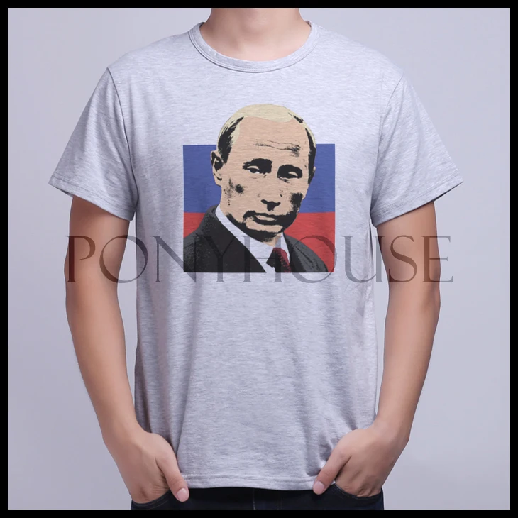 2015E OOK drapeau russie poutine col robe poutine t shirt à manches ...