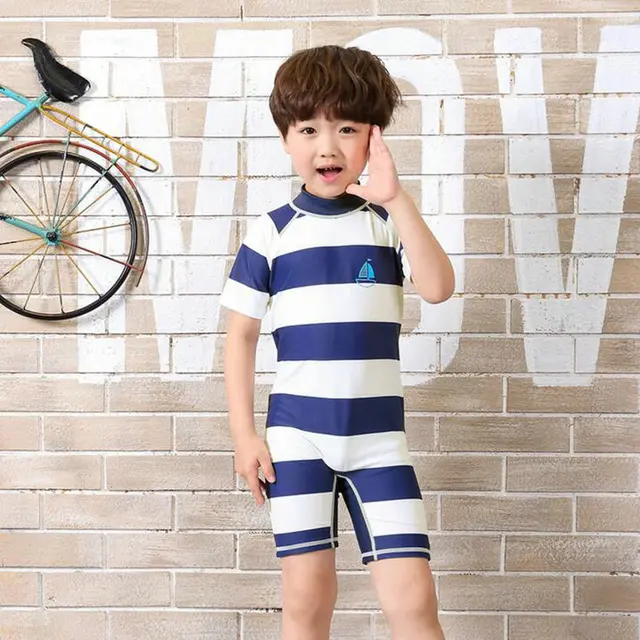 Classic Striped Boys Swimming Clothes UV Swimwear 2017 Summer ...