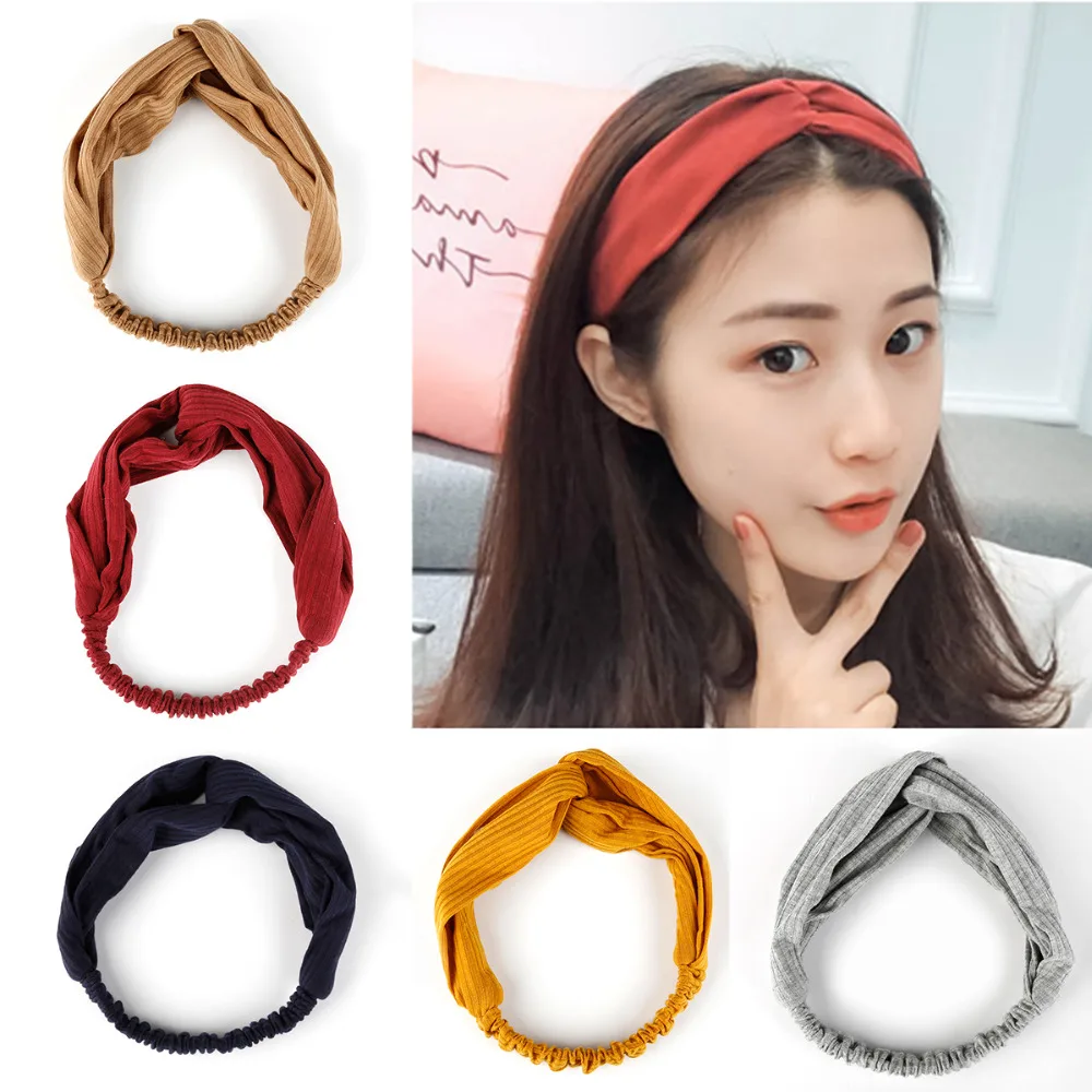 Cute Korean Styles Fashion Retro Women Elastic Turban Twisted Knotted
