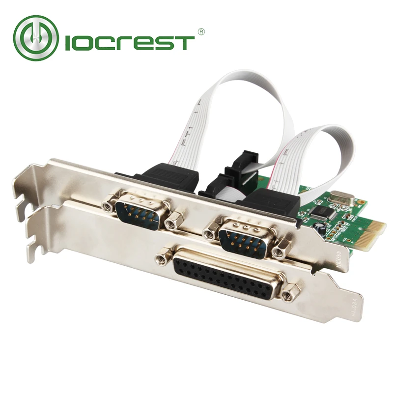 IOCREST WCH382 Pcie 2s1p Combo 2 Ports DB 9 Serial RS232 and 1 Port DB 25 Parallel Printer LPT1 ...