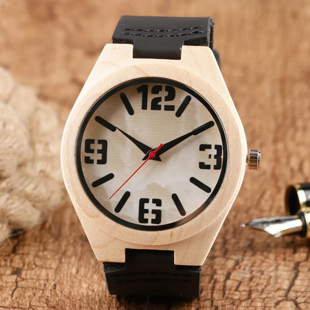 Men Wooden Watch Pure Bamboo Modern Wristwatch Analog Sports Clock Man ...