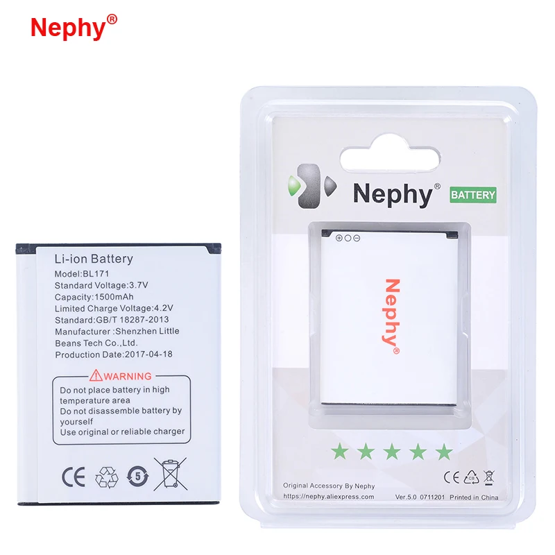 Nephy batería BL171 Original para móvil, 2018 mah, para Lenovo A319, A60, A500, A65, A390, A368 ...