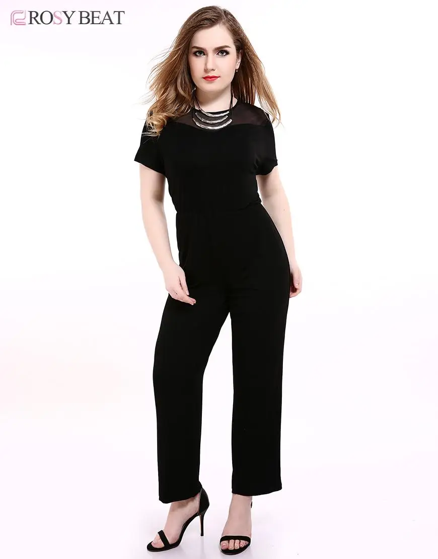 Plus Size Xxxl Elegant Mesh Rompers Womens Jumpsuit 4xl Playsuit Female Big Size Clothing 5xl