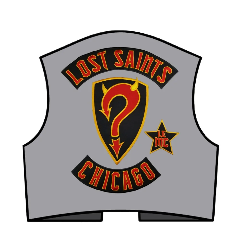 Red devil lost saints mc rocker patch embroidery full back size patches ...