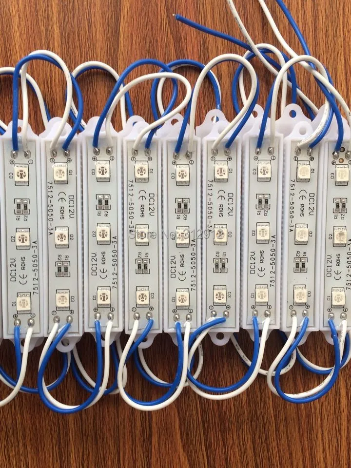 20pcs DC12V BLUE color 5050 LED module;IP68;0.72W;SIZE: 75mm*12mm|led ...