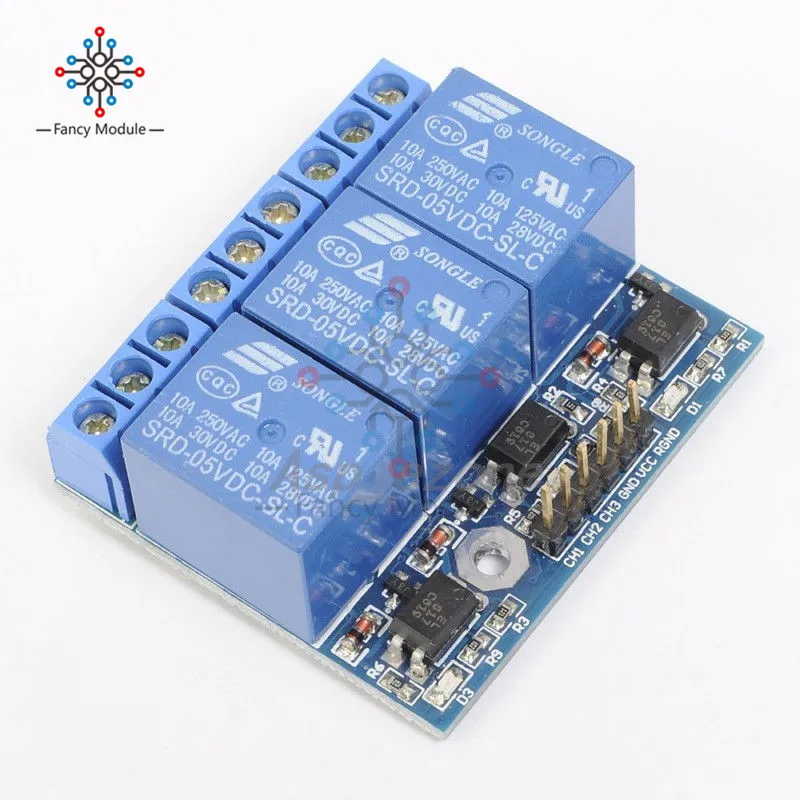 3.3v 5v 3-channel Relay Module 5ma With Optocoupler Isolation ...