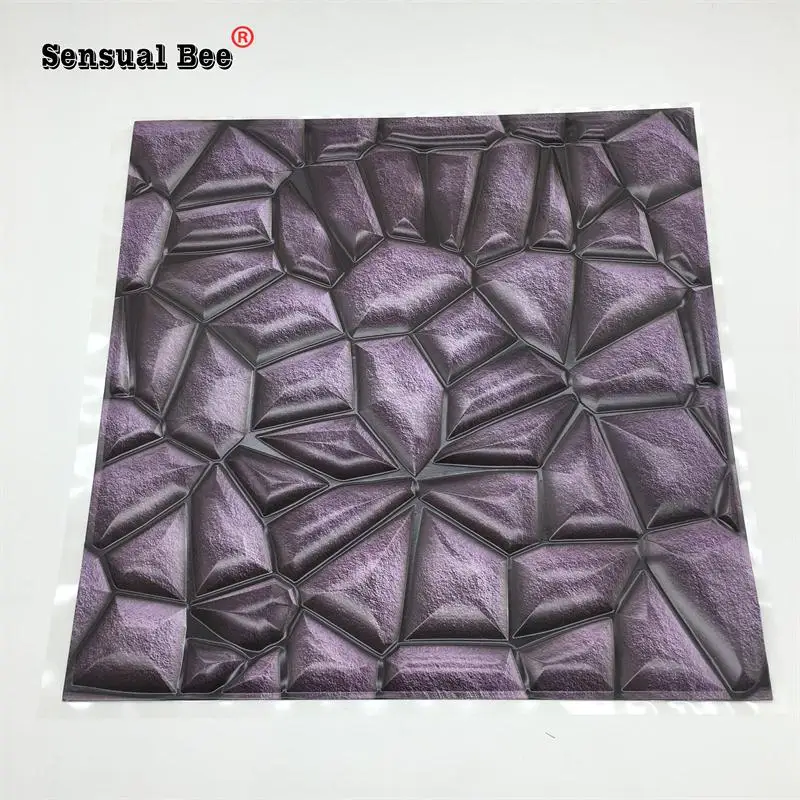 3D European Style Purple Stone Pattern Emboss Tiles Wall Sticker ...