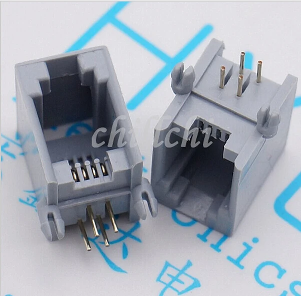 Thickening RJ11 socket RJ10 4 core RJ9 headphone socket PCB 4P4C phone seat gold plated|gold ...