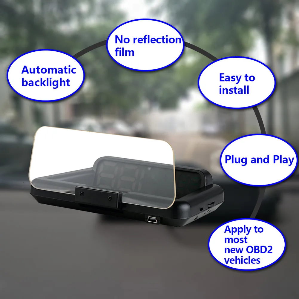 C500 OBD2 HUD Дисплей с зеркальным цифровым автомобильный проектор скорости компьютера топлива