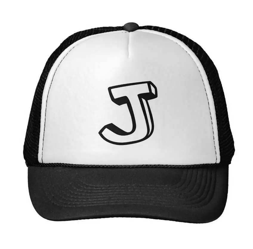 Letter J Print Baseball Cap Trucker Hat For Women Men Unisex Mesh ...