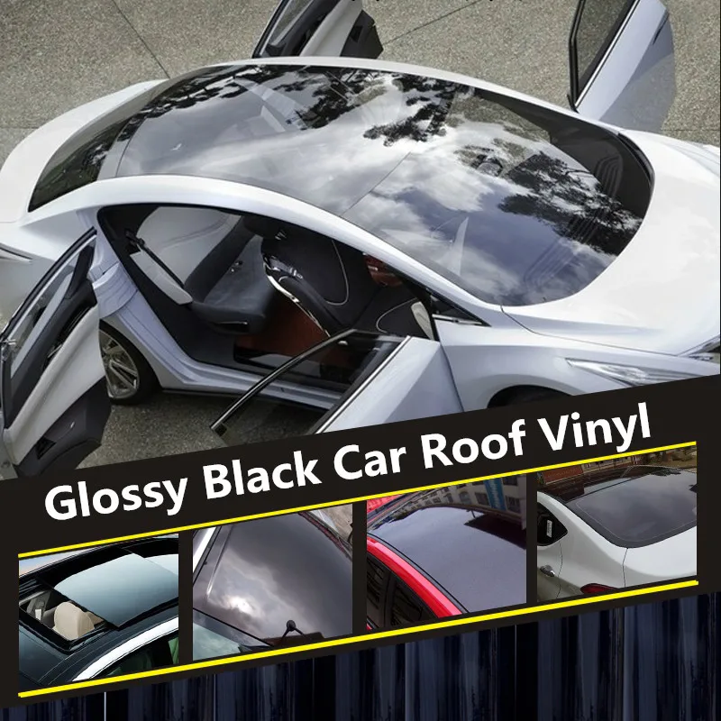 1.52x3M For One Car Roof Wrapping High Quality Glossy Black Vinyl ...