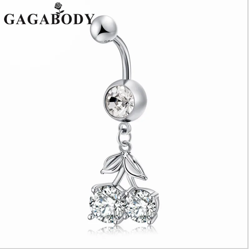 2017 New 1PCS 14G Belly Button Ring Small Cherry Belly Piercing with ...