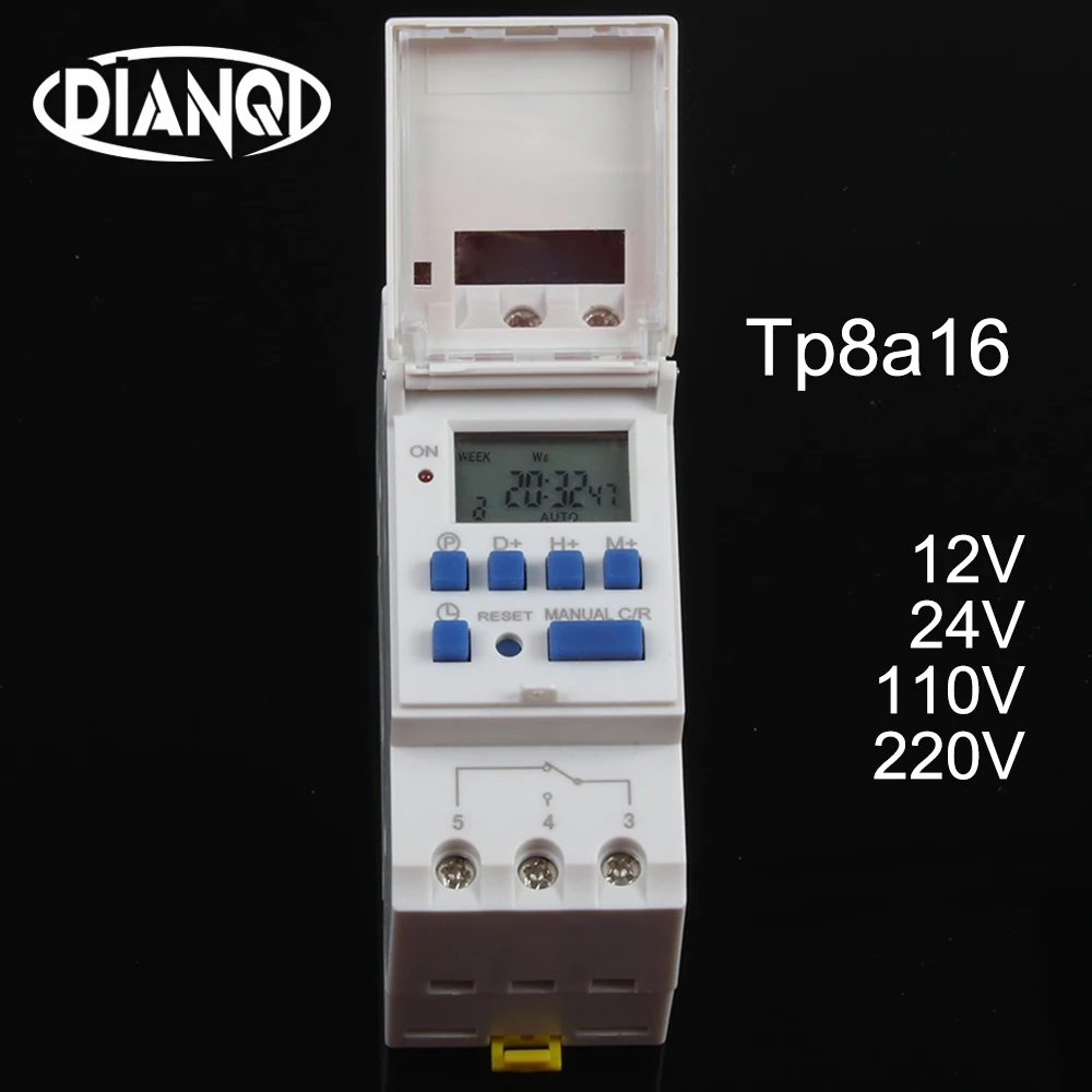 Tp8a16 Timer switch din rail Mount digital weekly programmable electronic microcomputer 220V ...