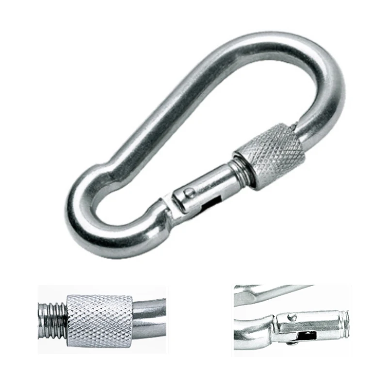 Stainless steel hooded spring hook with nut safety hook carabiner ...