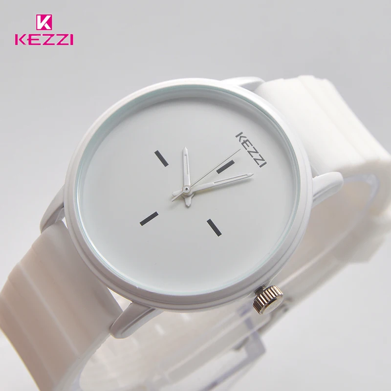 Kezzi Brand Black White Silicone Watches Student Women Men Sport Quartz ...