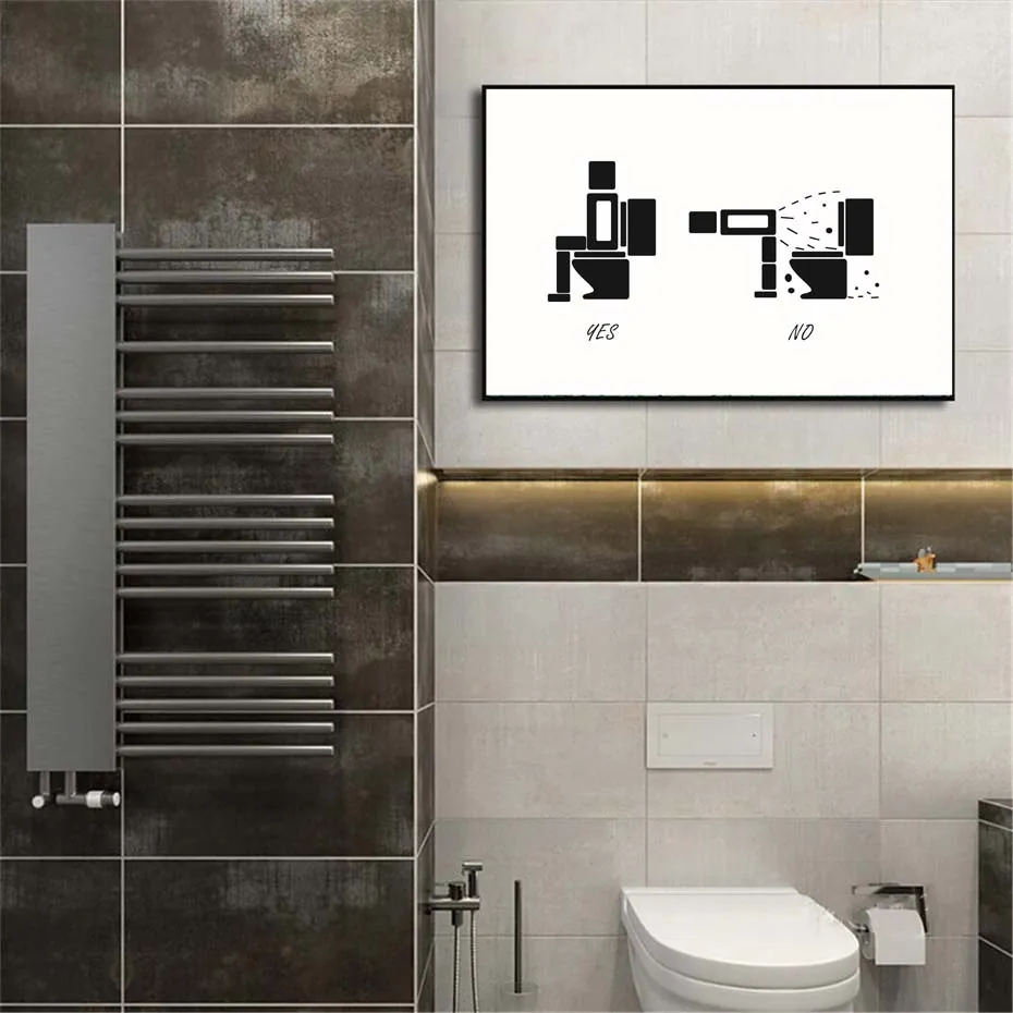 Toilet Note Poster Wash Hands Brush Teeth Canvas Painting For Bathroom ...