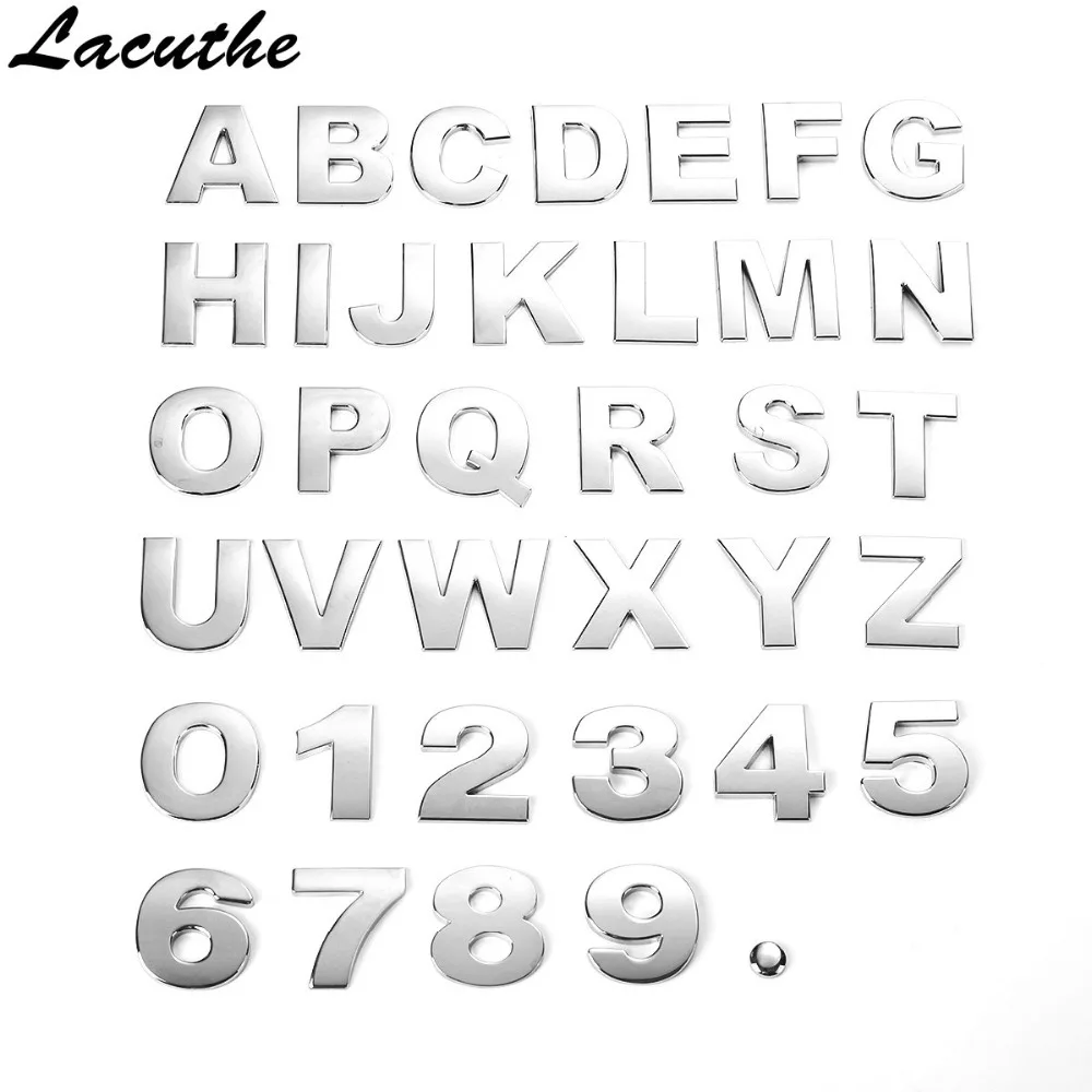45mm Diy Letters Alphabet Emblem Chrome Car Stickers Digital Badge 45mm Diy Letters Alphabet Emblem Chrome Car Stickers Digital Badge