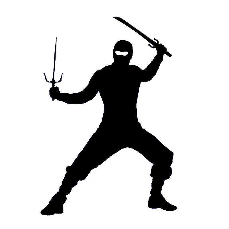 9.6cm*14.1cm Creative Car Stickers Cartoon Ninja Fighter With Swords ...