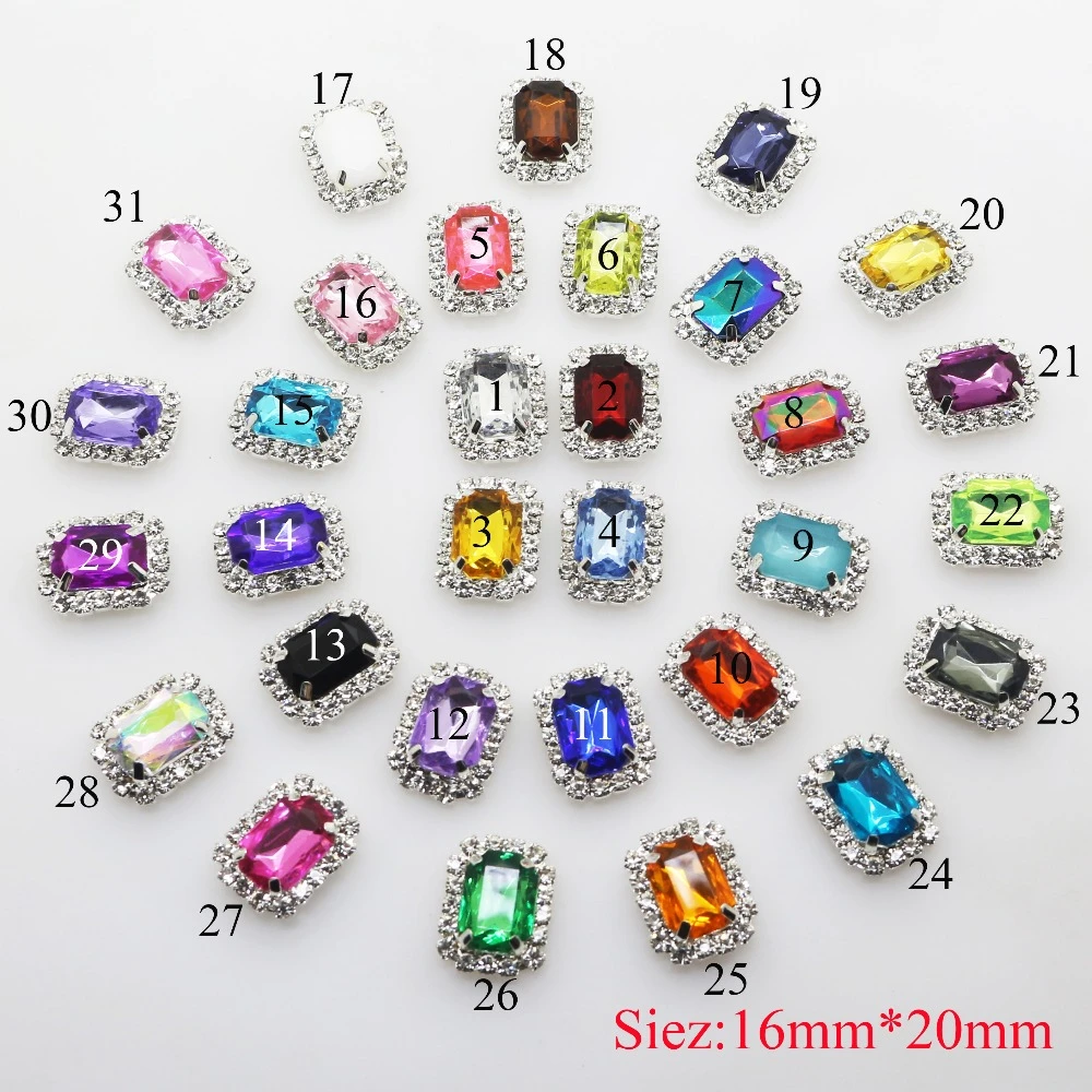 Factory Outlet 20*16mm Acrylic Rectangle Rhinestone Button Flatback Can ...