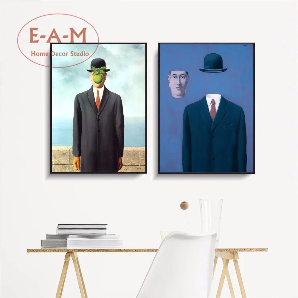 Surreal Suit Man Canvas Art Print Painting Poster, Abstract Wall ...