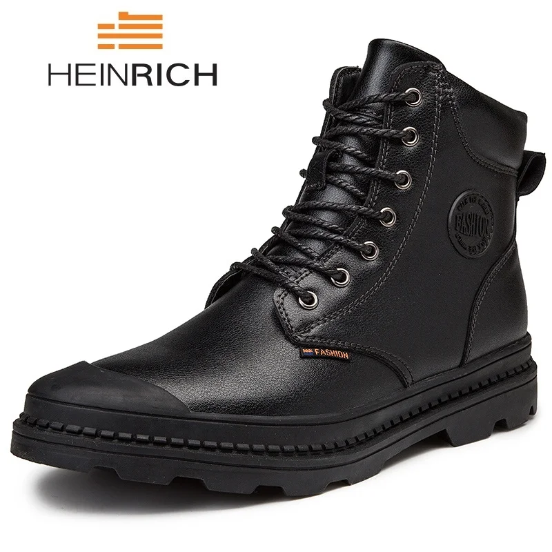 HEINRICH Men Army Military Boots Men Winter Leather Shoes Men Fashion ...