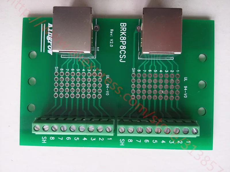 DIN rail mounted RJ45 Breakout board .Dual port RJ45 Electrical ...