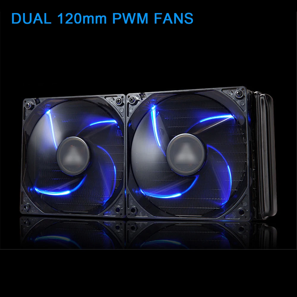 Liquid CPU Cooler Single / Dual 120mm PWM Fan Radiator Desktop PC ...