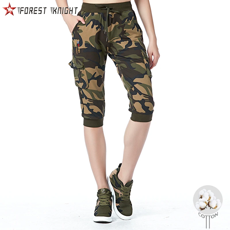 Outdoor Army Camo Knit Capris Pants Women Hiking Camping Trekking ...