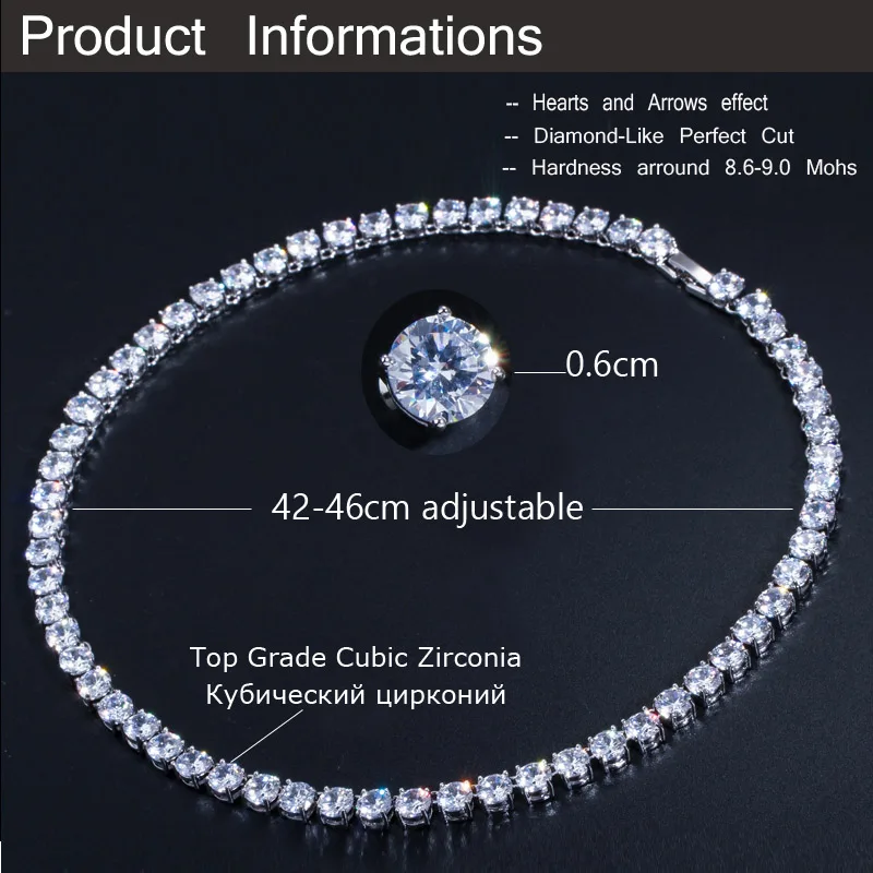 CWWZircons Роскошный прозрачный Круглый Кубический Цирконий для женщин s колье ожерелье серьги и ...