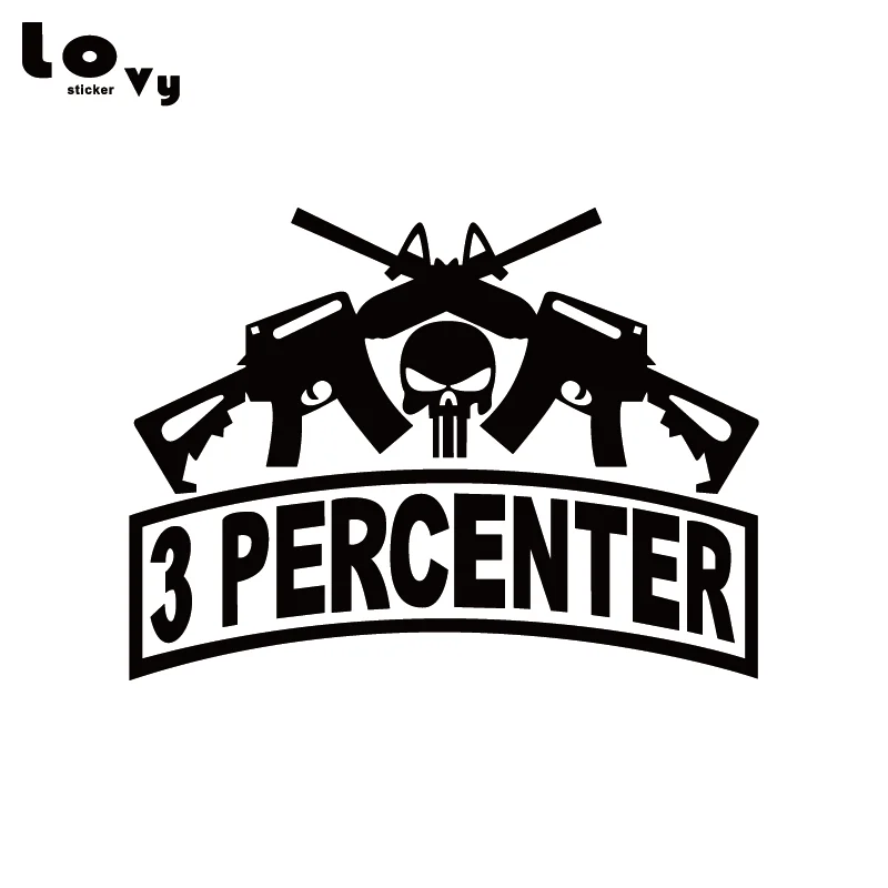 3 Percenter Vinyl Car Sticker Guns and Skull Car Decal for Car Body ...