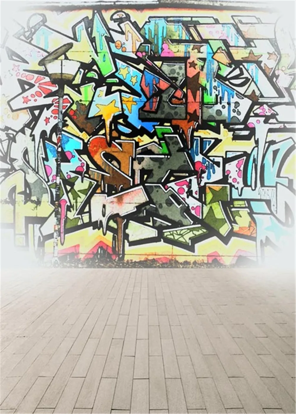 Retro Vintage Graffiti Wall Photography Backdrop Blur Printed Kids ...