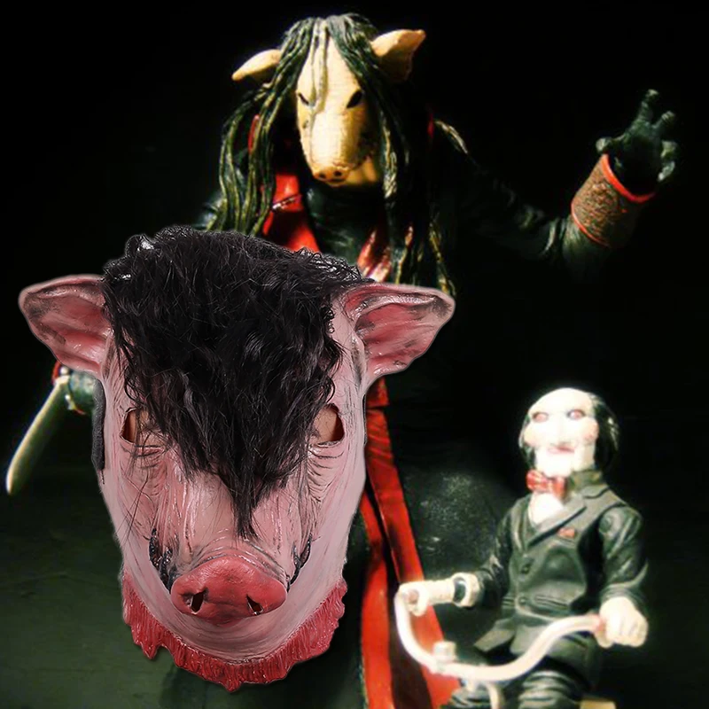 Scary Saw Pig Head Masks Halloween Latex Mask Realistic Animal Cosplay ...