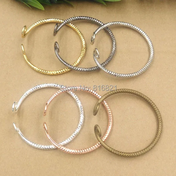 60mm Multi color plated Brass Metal Blank Bangle Bases Open Cuff Wired ...